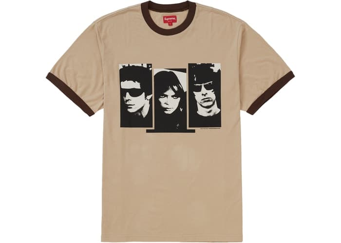 Supreme The Velvet Underground Ringer Tee Tan Fall/Winter 2019