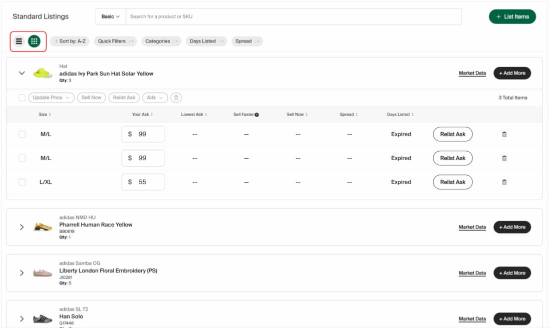 The Latest Updates to StockX Pro's Standard Listings Page - StockX News